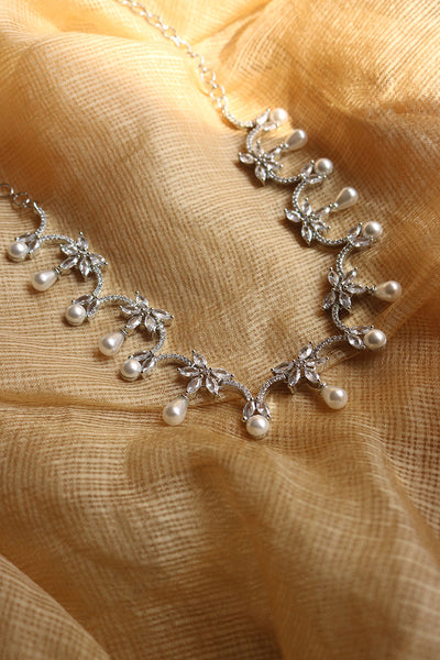 Silver AD Curves Pearl Necklace – zahana