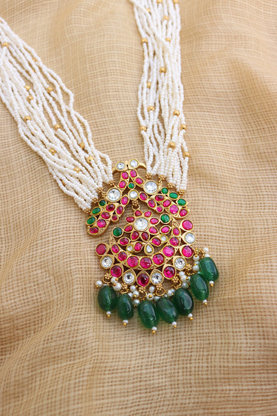 Kundan Pearl Maala Peacock Set – zahana